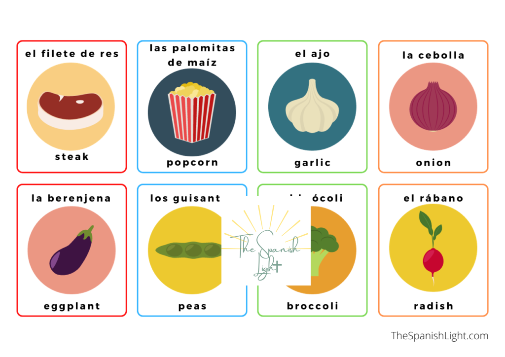 Foods in Spanish and English Bundle - The Spanish Light