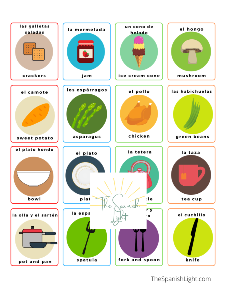 Foods in Spanish and English Bundle - The Spanish Light