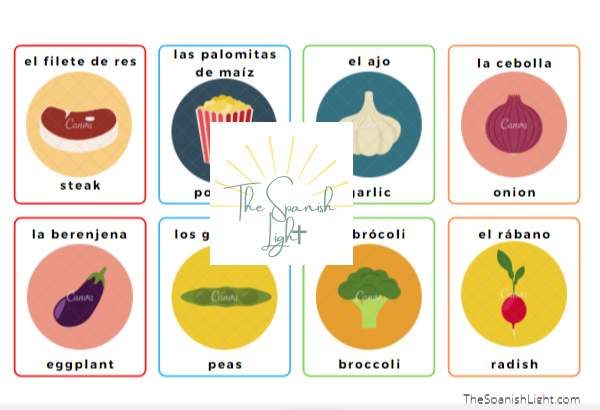 Foods in Spanish and English Bundle - The Spanish Light