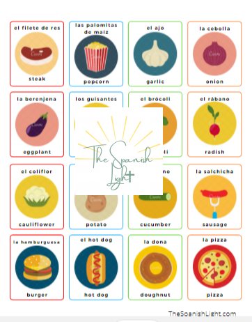 Foods in Spanish and English Bundle - The Spanish Light